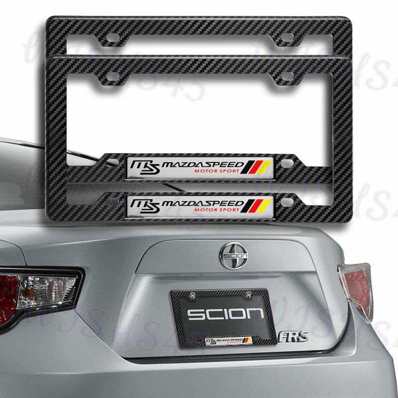 ABS License Plate Frame For Mazda 3 6 MazdaSpeed Car Emblem w/ Carbon ...