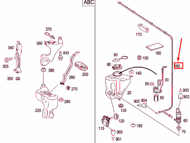 Mercedes-Benz S W221 Washer System Hose With Nozzle A2218600892 Genuine ...