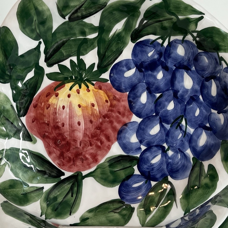 4 Hand Painted Strawberry Grapes Dessert Plates Luciano For Pacific Rim ...