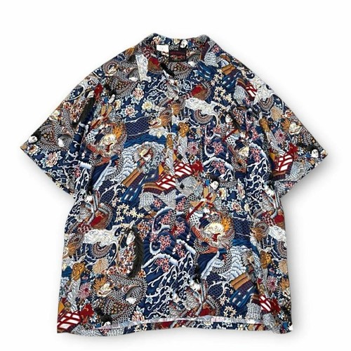 Kennington Aloha Shirt 80S Tag Japanese Pattern Samurai All-Over Xl ...