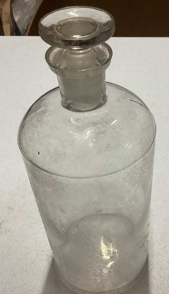 Antique Glass Apothecary Jar with Fixed Stopper – Large Clear Chemist ...