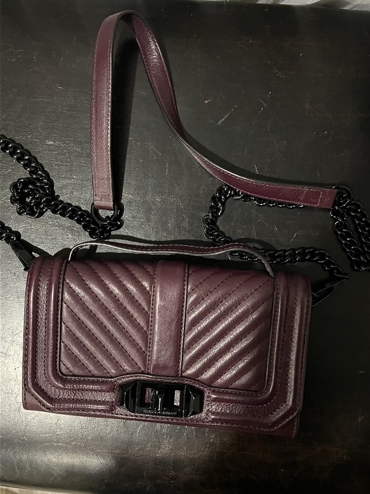 Rebecca Minkoff Mini Love Quilted Leather Crossbody Bag Burgundy | eBay