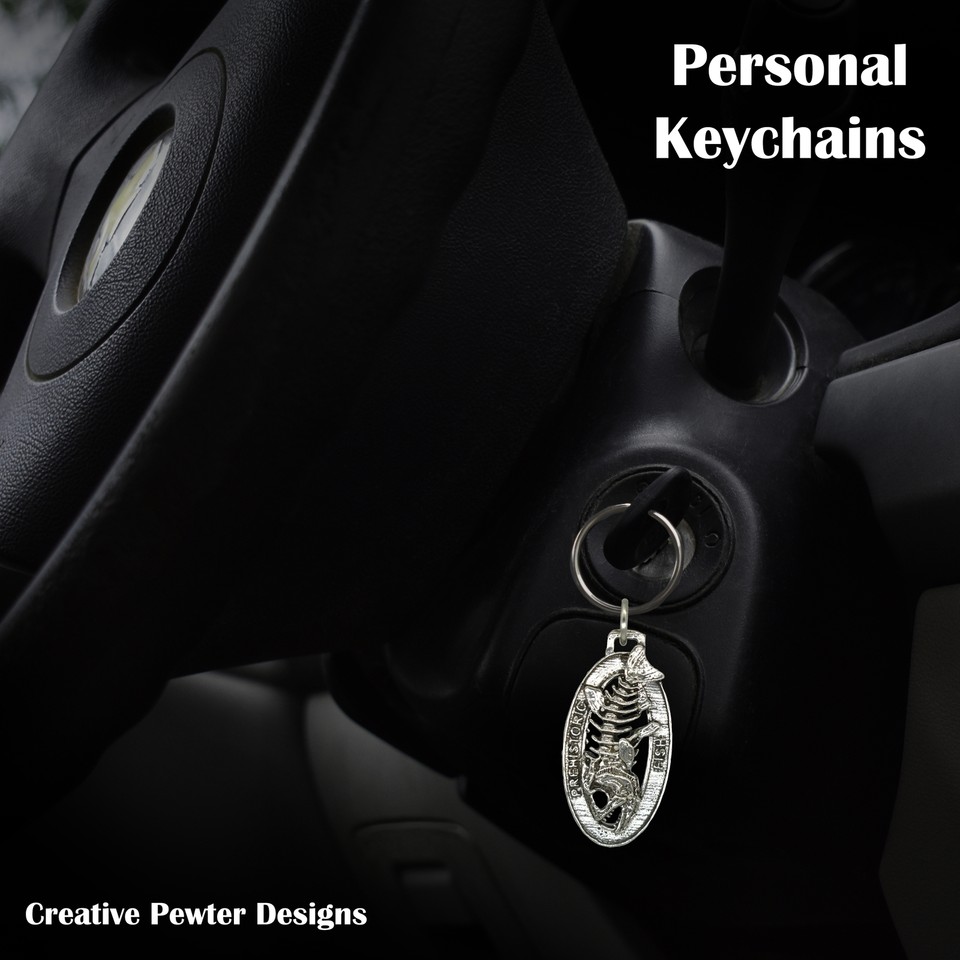 Fish Fossil Skeleton Keychain, F112KC, 2 Inch, Prehistoric Freshwater ...