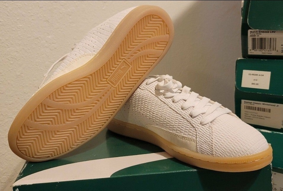 PUMA Men's Match Emboss Lthr Sneakers White - SIZE 5.5 US | eBay