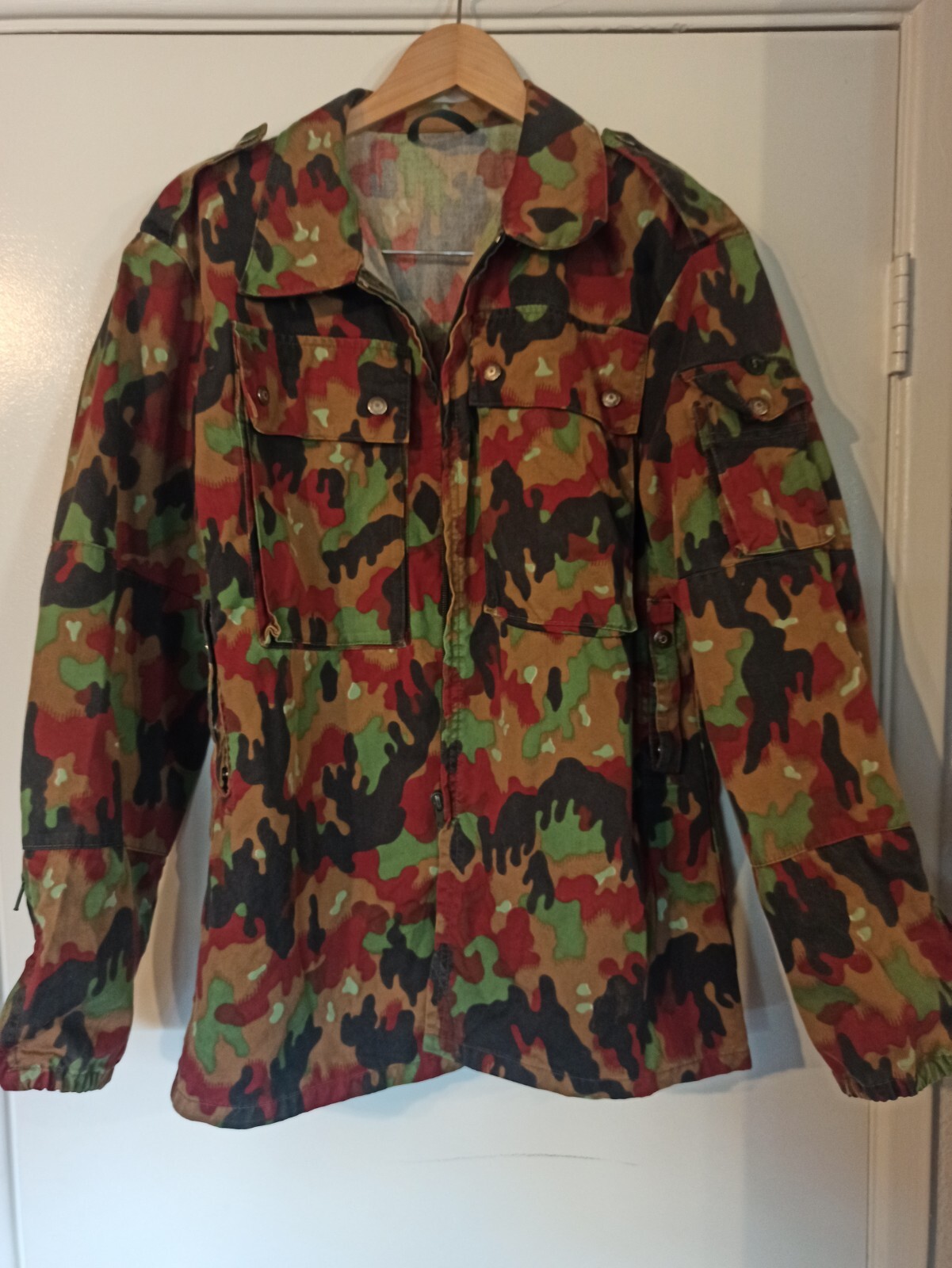 Vintage Swiss Alpenflage Military Jacket Size 85 Camo… - Gem