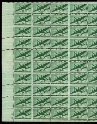 MINT SHEET of 50 - #c29 20c Transport Plane - XF og NH | eBay