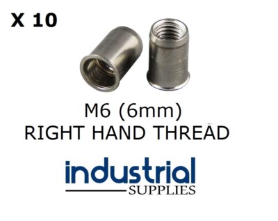 10 x M6 Rivnut Thin Sheet Reduced CSK GRADE A2 STAINLESS Nutsert G304 ...