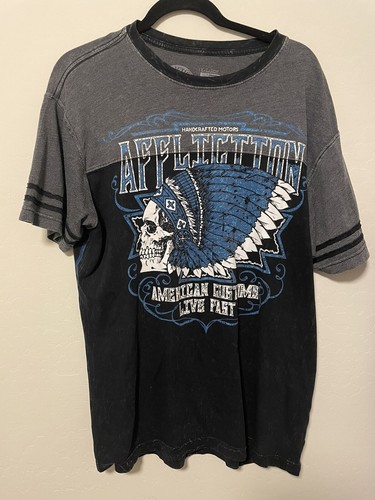 Affliction American Customs “Live Fast" double sided Skull T-shirt XL ...