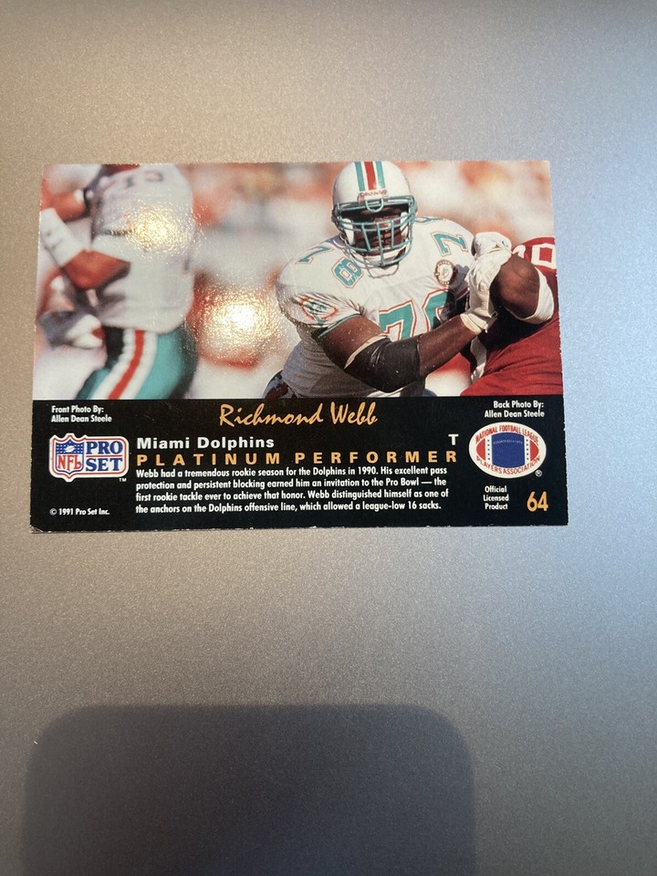 1991 Pro Set Platinum Football Card #64 Richmond Webb | eBay