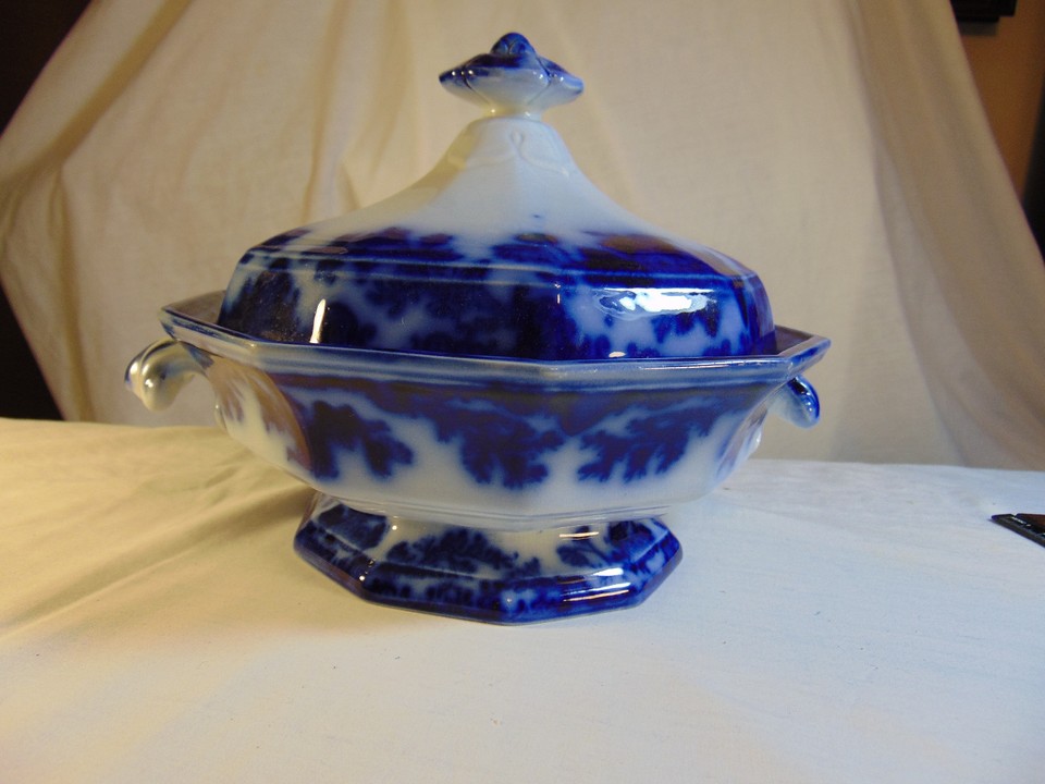 Scarce Flow Blue "Scinde" Covered Vegetable, Unusual shape | eBay