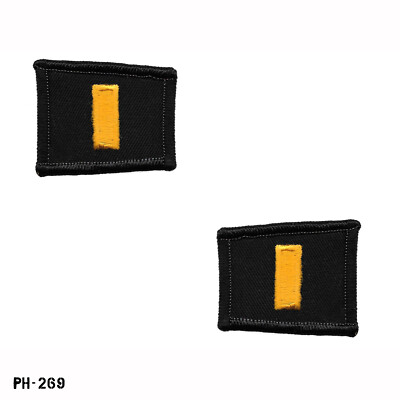 PAIR 2nd Lieutenant LT Collar Patches ~ Black & Yellow ~ NOS Gemsco USA ...