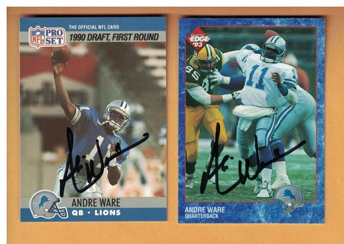 Andre Ware Autographed 1990 Pro Set Rookie Card Signed DETROIT LIONS ...