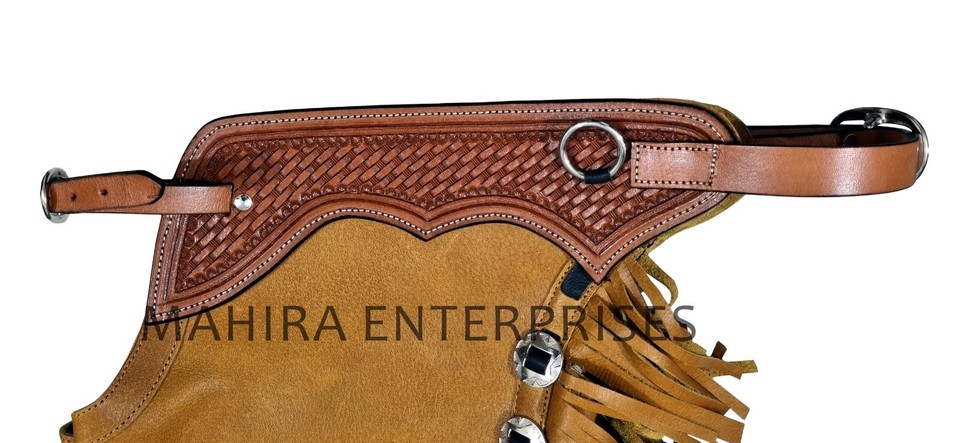 Western Shotgun Chaps Full Grain Cowhide Leather Bull Trail Riding ...