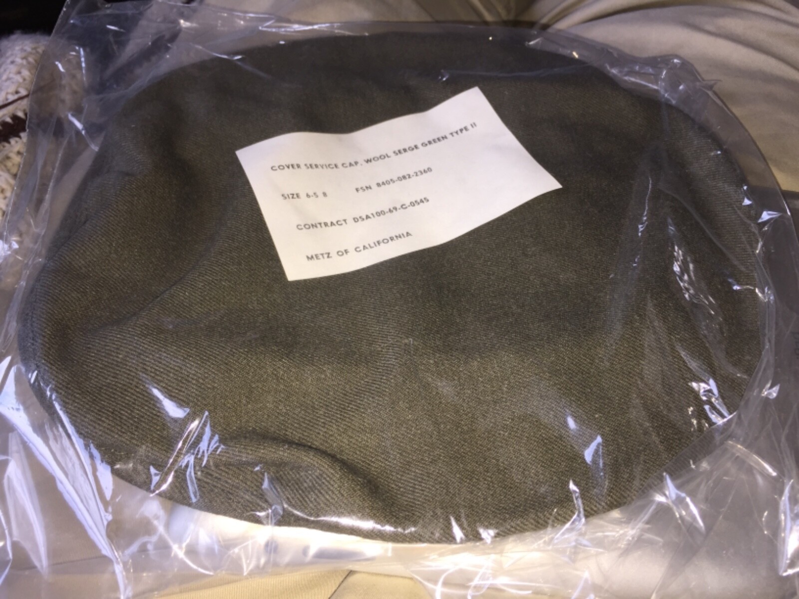 New USMC Enlisted Mans Cover Service Cap Size 6 5/8 Wool Serge Green ...