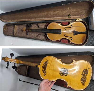 BEAUTIFUL OLD Antique GERMAN VIOLIN Flamed Wood Design 4/4 | eBay