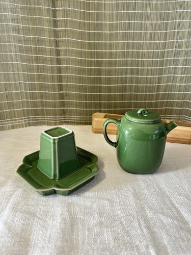 traditional green ceramic tea cup and pot set | eBay