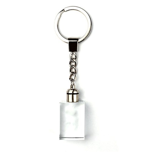 Laser Engraved LED Crystal Blue Light Glass Pendant Key Chain Keyring ...