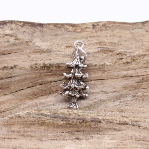 STERLING SILVER 925 CHRISTMAS PINE TREE BRACELET CHARM 9.3x21.2x5.7mm ...