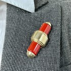 Chunky Art Deco Red Bakelite & Brass Brooch, Bar Pin | eBay