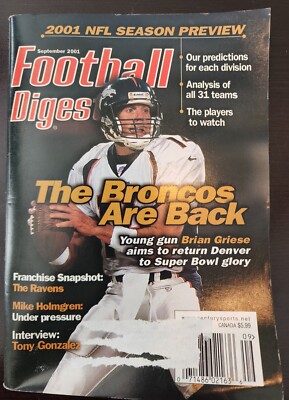 Vintage Football Digest magazine September 2001 Brian Griese cover ...