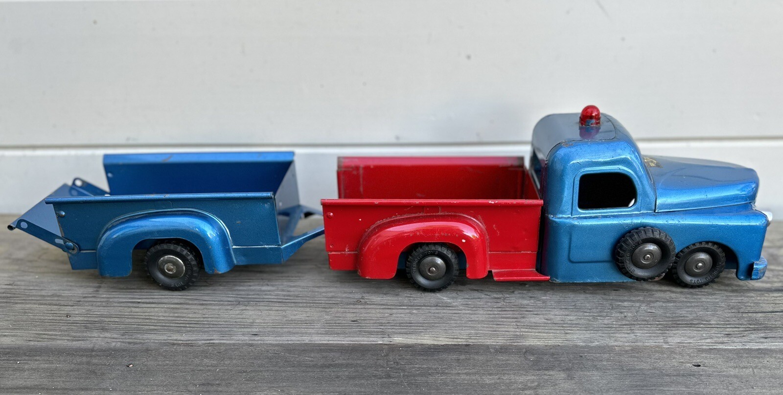 Antique Vintage Pressed Steel Structo Toy USAF Pick Up Truck & Trailer ...