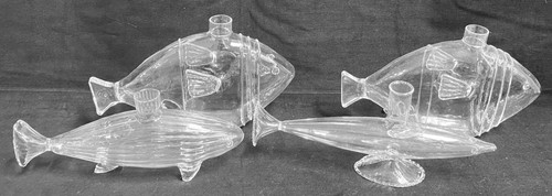 4 ART GLASS FISH SHAPED BOTTLES, CLEAR GLASS, ITALY ? | eBay