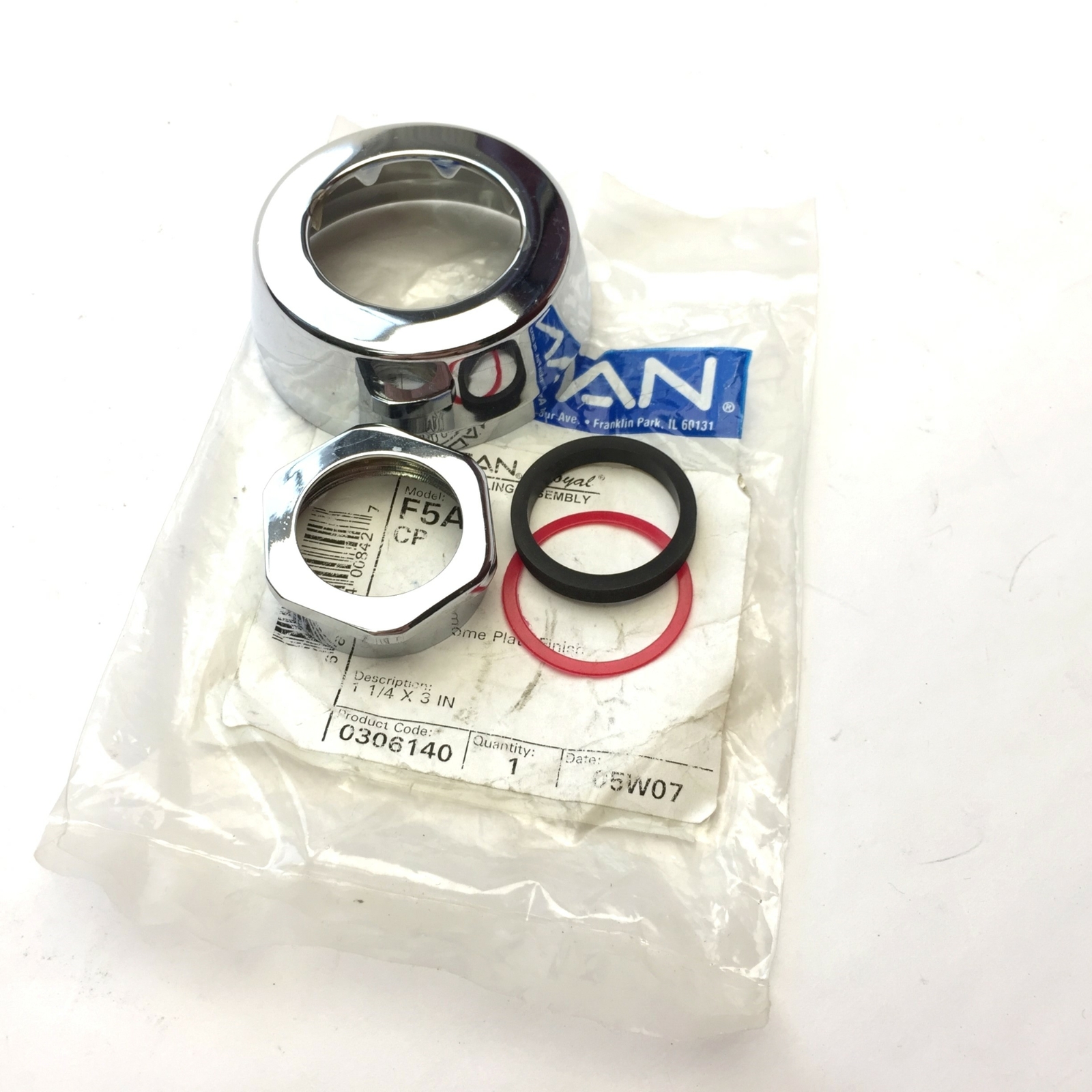 Lot of 2 Sloan 0306140 Spud Coupling Assembly Chrome Plate Finish, 1-1/ ...