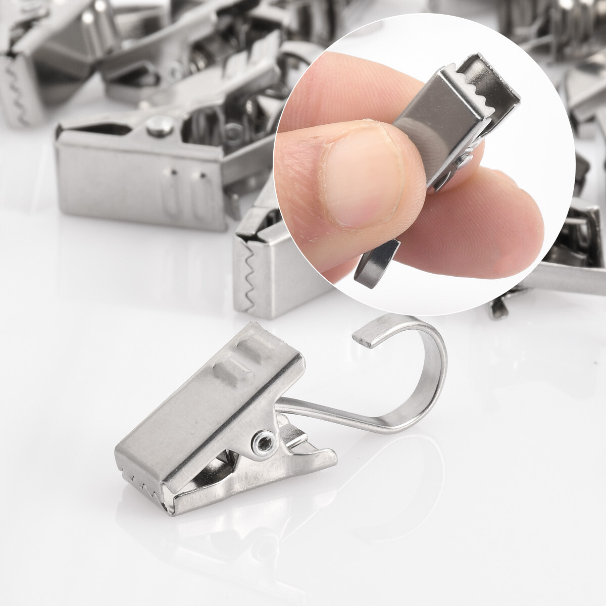 1-100Pcs Curtain Rod Clips Window Shower Rings Dmmpery Stainless Steel ...