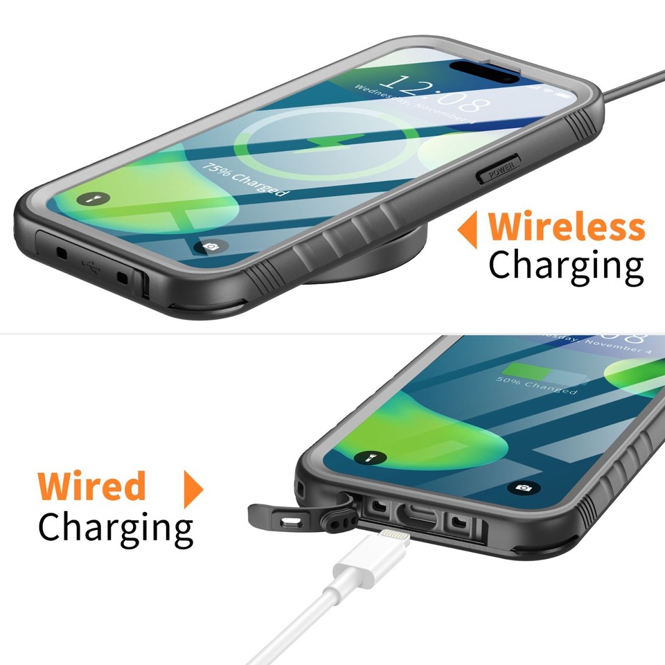 Waterproof Shockproof Phone Case for iPhone 16 14 11 13 12 15 Pro Max 7 ...