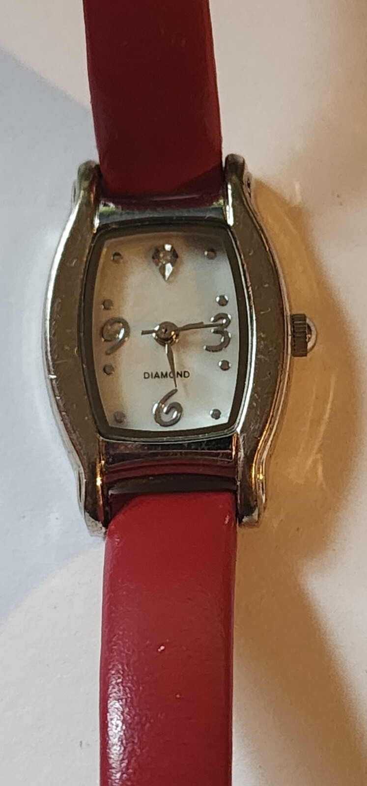 2008 Avon Ladies Diamond Accent Watch With Mother Of Pearl Dial, Red ...