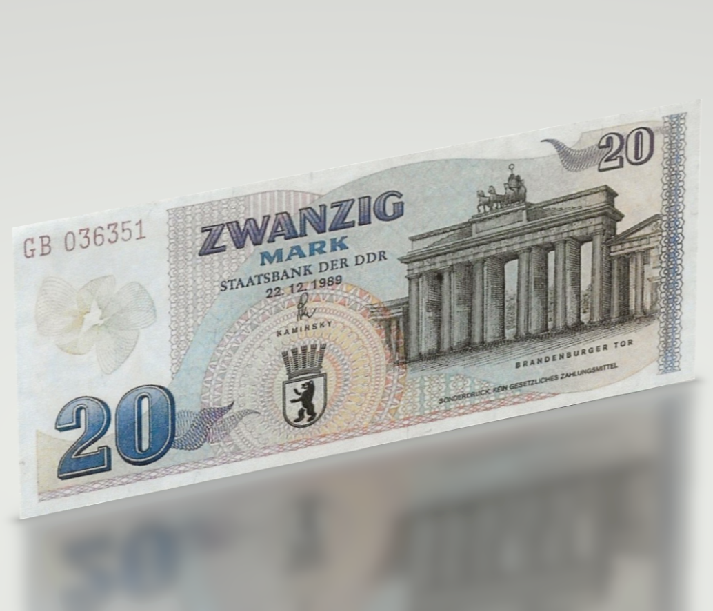 Aufkleber 20 Mark DDR Reproduktion 1989 Deutschland Geldschein ...