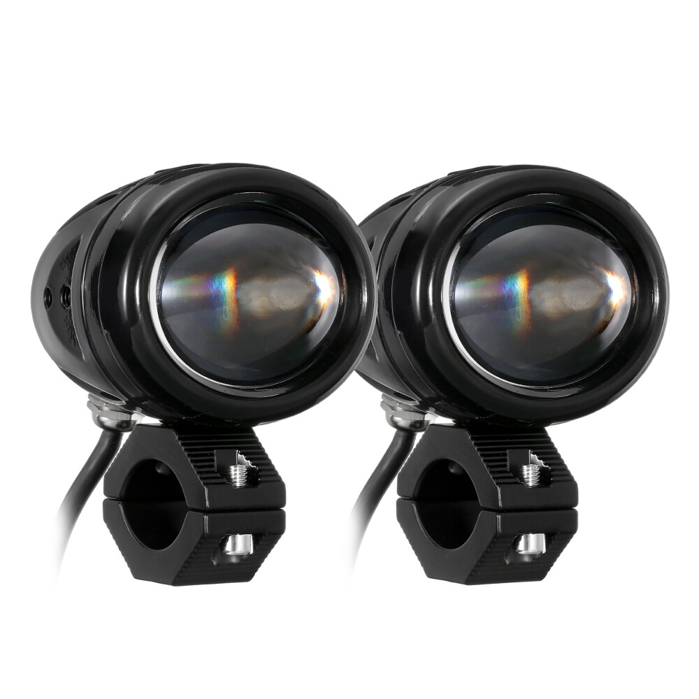 LED Motorcycle Headlights Driving Fog Spot Lights White Amber Strobe ...