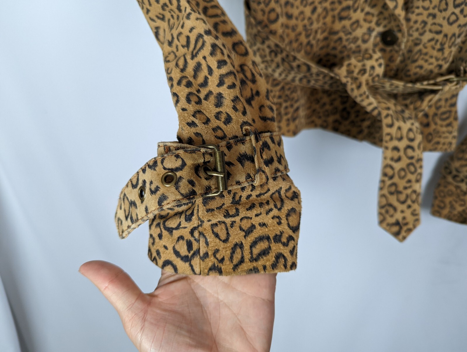 Spiegel 90s Y2K Vintage Leather Jacket Leopard Cheetah Belted Coat Tie ...