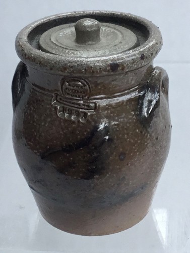 Rowe Pottery Miniature Salt Glaze Stoneware Jar with Lid - Chicken ...