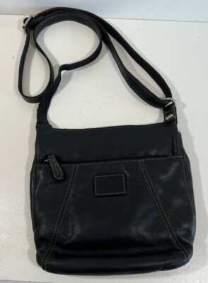 Vintage Fossil Crossbody Organizer Purse Handbag Pockets Black Zip Flap ...