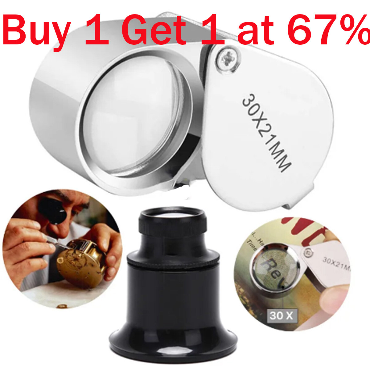 Jewellers Eye Jewelry Lens Glass Loupe 30x-21MM Magnifier Magnifying ...
