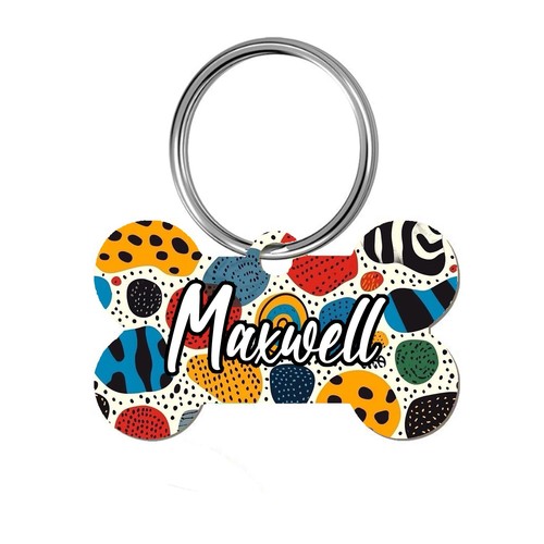 Funky Print Personalized Pet ID Dog Tag Name Plate Unique Design Trendy ...