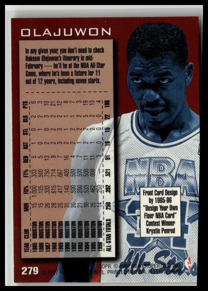 1996-97 Fleer #279 Hakeem Olajuwon | eBay