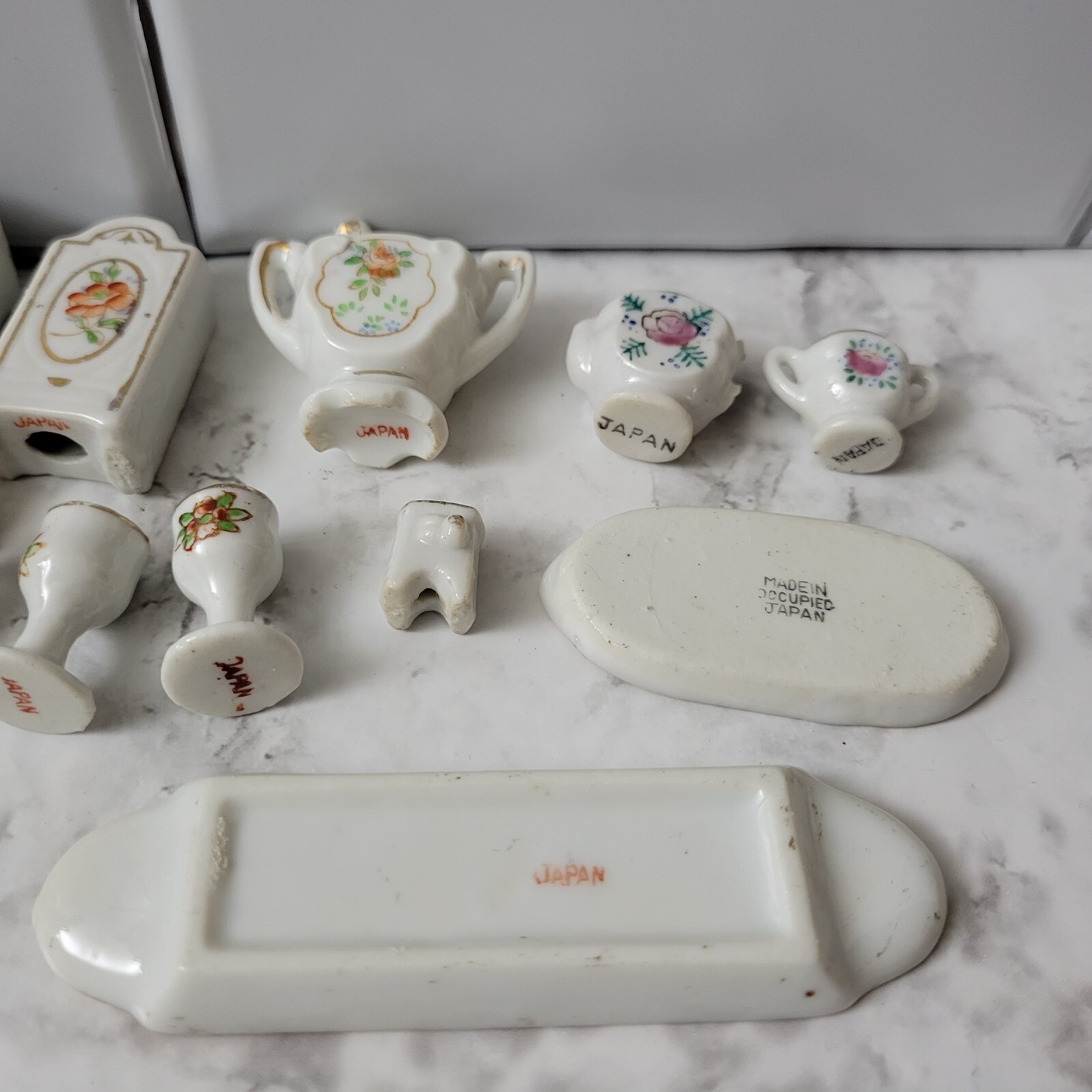 Vintage Mini Tea Sets Occupied Japan 17 PCS Tiny Porcelain Dishes | eBay