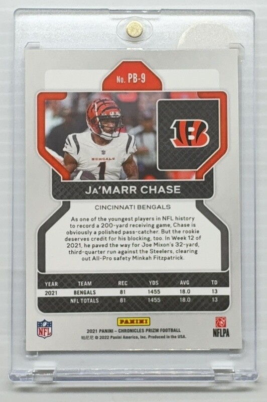 2021 Chronicles Jamarr Chase Prizm Black Rookie Card RC #PB9 Bengals | eBay