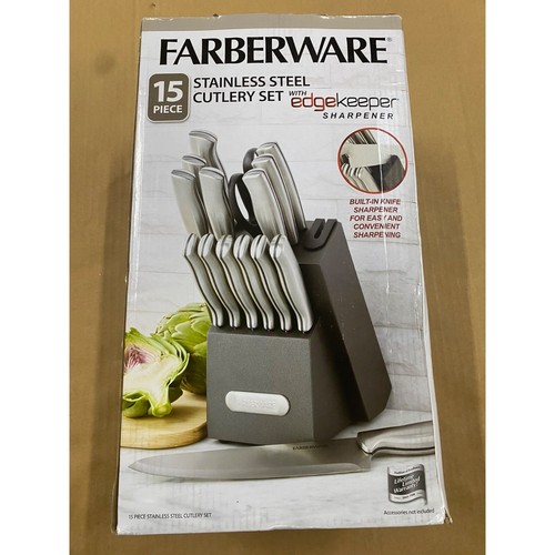 Farberware Edgekeeper 15-Piece Stainless Steel Comfort Grip Cutlery Set ...
