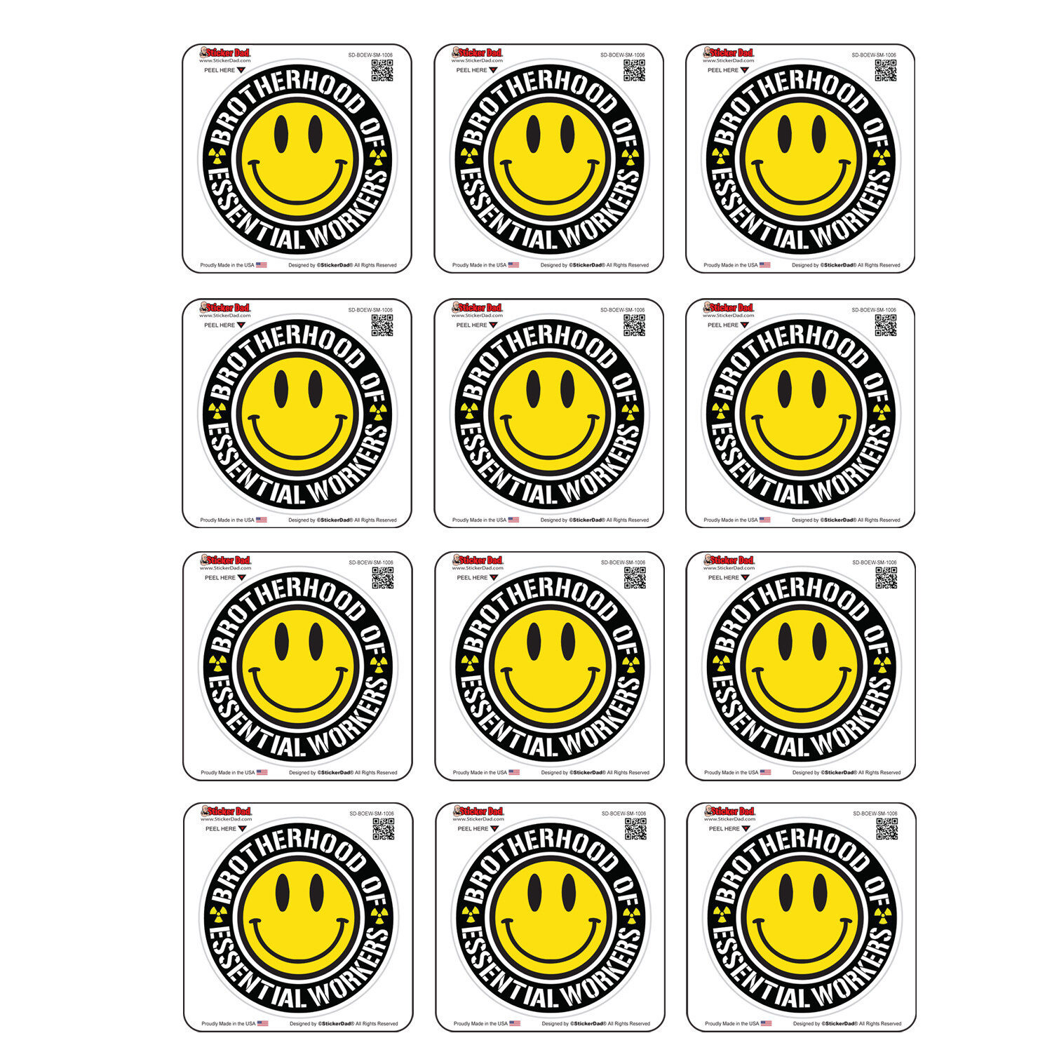 Brotherhood Of Essential Workers (12 Pack) Hard Hat Printed Sticker ...