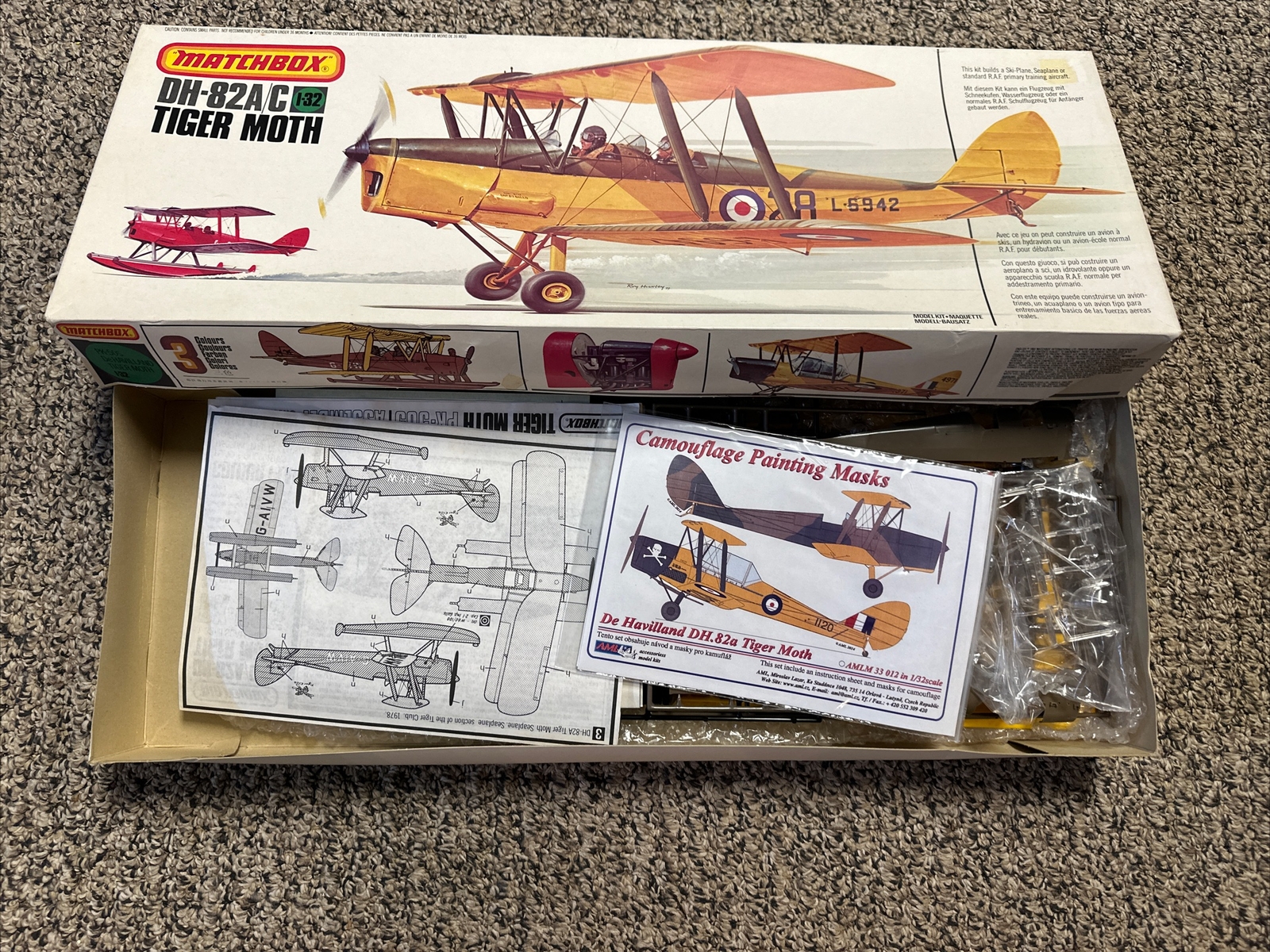 1/32 Scale Matchbox, DH-82A/C Tiger Moth Airplane Model Kit, #PK-505 BN ...