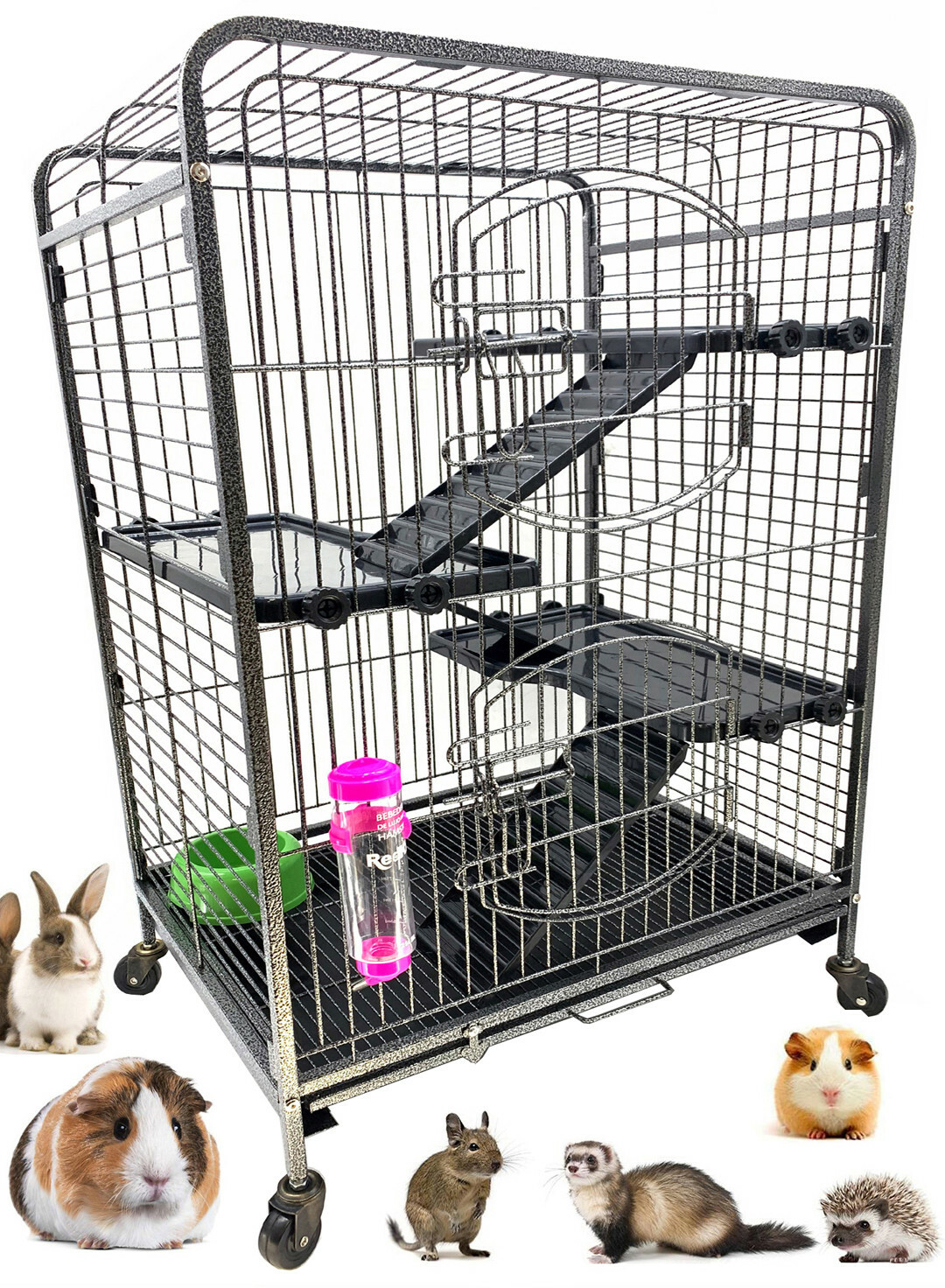 Large 37" 4-Solid Tiers Guinea Pig Ferret Rabbit Chinchilla Hutch Cage ...