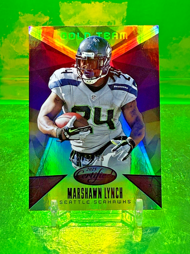 #17/25 2015 Marshawn Lynch GOLD TEAM Leaf Certified Purple RB Seahawks ...