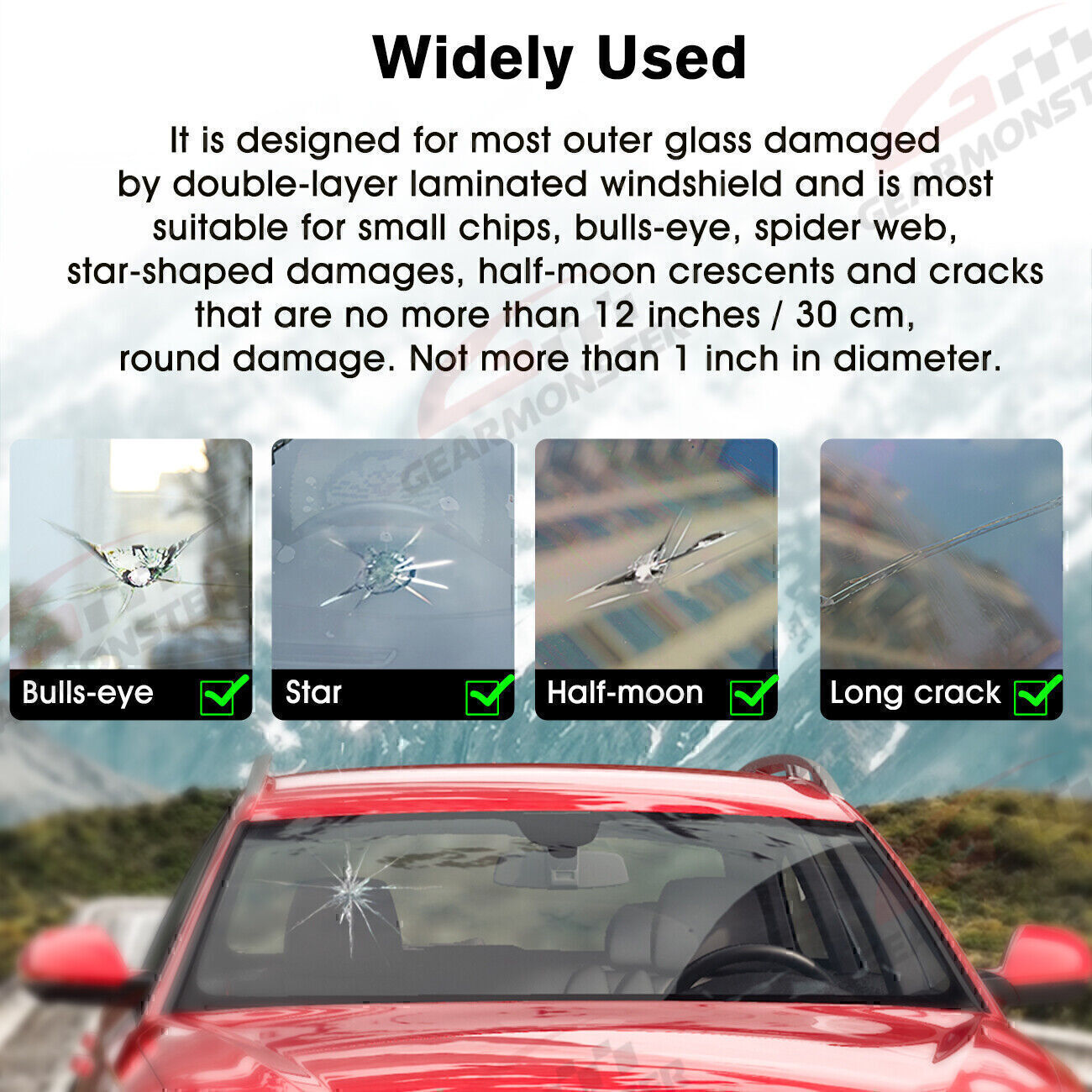 Windshield Repair Kit Quick Fix Car Wind Glass Bullseye Rock Chip Crack ...