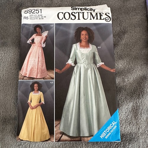 Simplicity S9251 Costume Sewing Pattern Sz 14-22 Victorian Edwardian ...