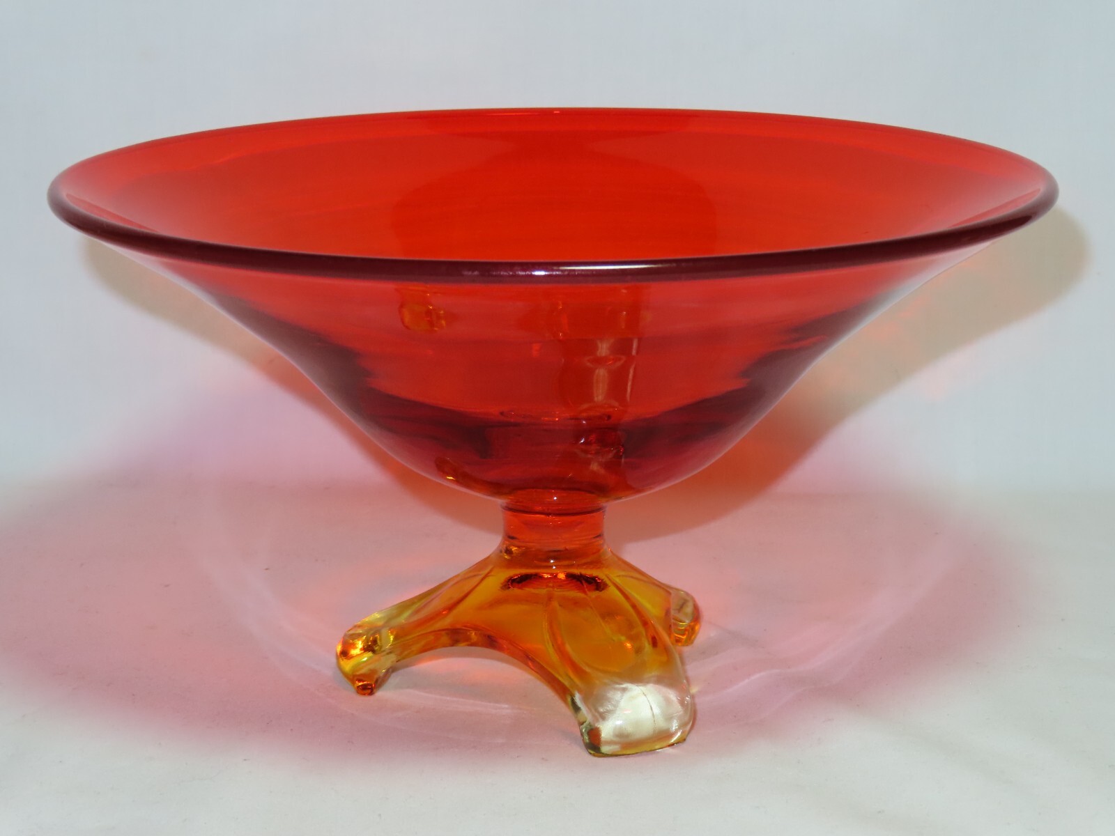 Vintage Fire Red Amberina Glass Footed Art Bowl Candy Dish | eBay