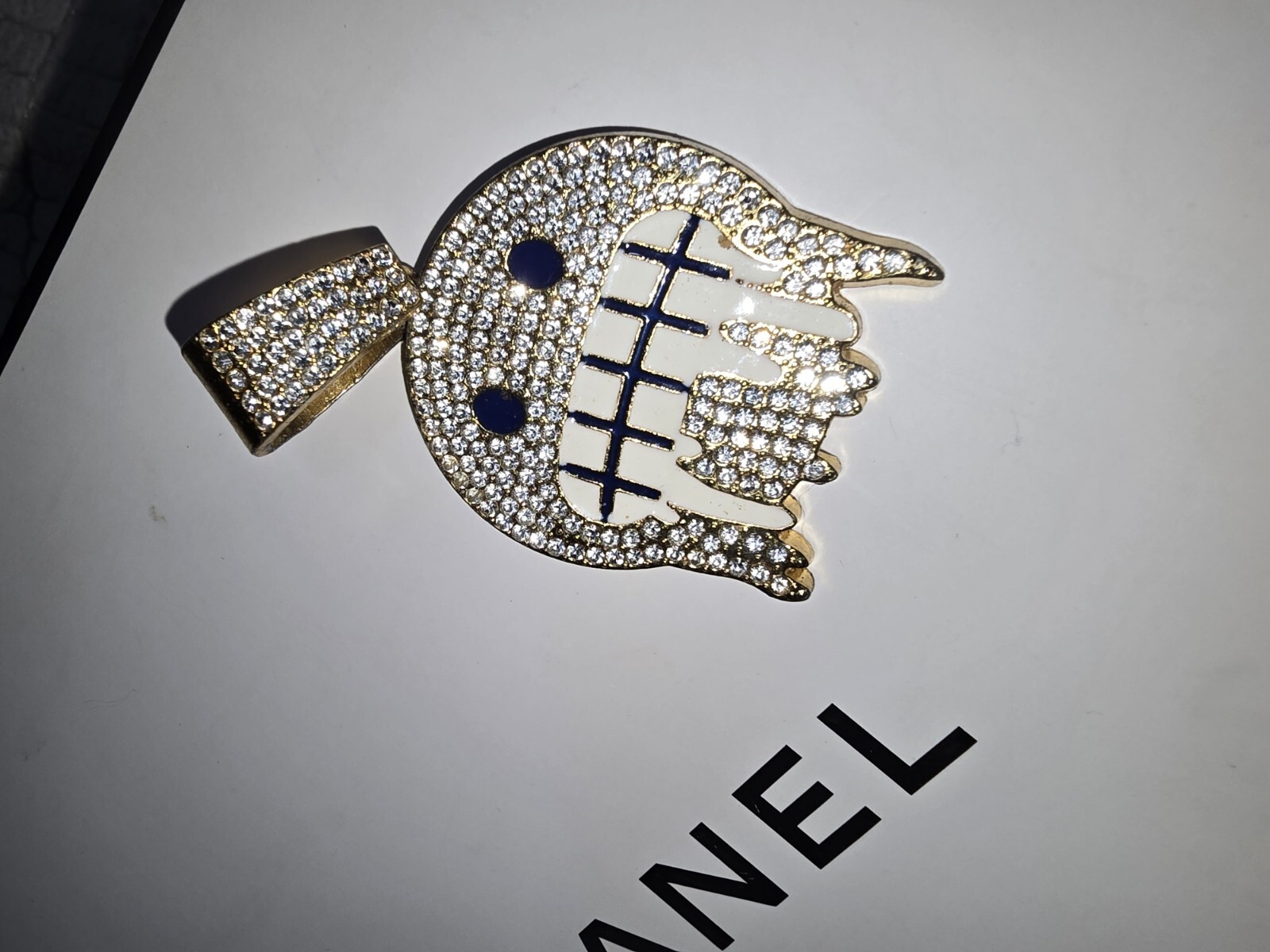 Iced Out Gold Silver Emoji Pendant - Gem
