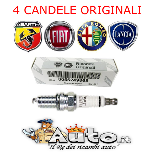 KIT 4 CANDELE ORIGINALI FIAT PUNTO EVO 500L 500X TIPO 1.4 55249868 ...
